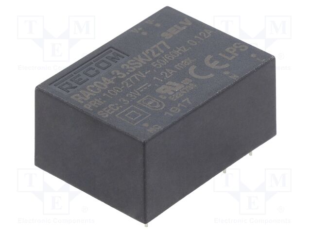 RAC04-3.3SK/277 RECOM - Converter: AC/DC | 4W; 80÷305VAC; Usup: 110÷ ... RAC04-3.3SK/277 RECOM - Converter: AC/DC | 4W; 80÷305VAC; Usup: 110÷ ...