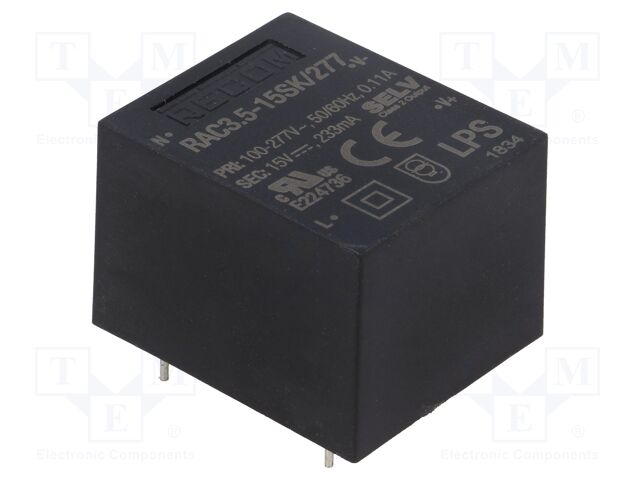 RAC3.5-15SK/277 RECOM - Converter: AC/DC | 3.5W; 85÷305VAC; Usup: 120÷ ... RAC3.5-15SK/277 RECOM - Converter: AC/DC | 3.5W; 85÷305VAC; Usup: 120÷ ...
