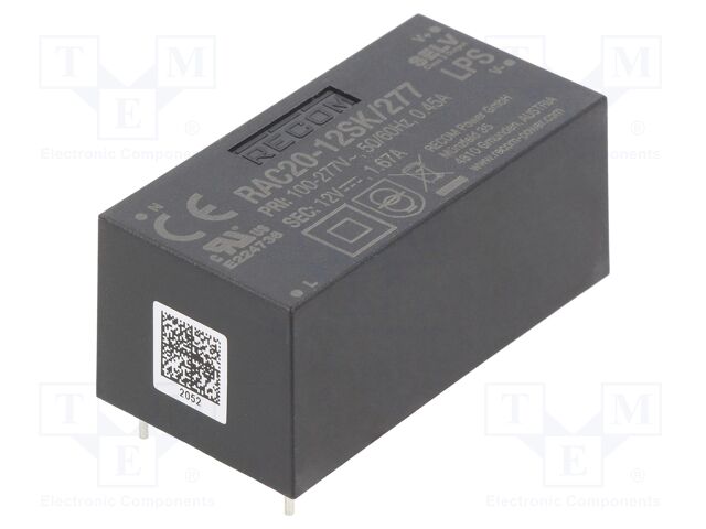 RAC20-12SK/277 RECOM - Converter: AC/DC | 20W; Uin: 85÷305VAC,120÷ ... RAC20-12SK/277 RECOM - Converter: AC/DC | 20W; Uin: 85÷305VAC,120÷ ...