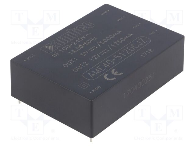 AME40-512DCJZ AIMTEC - Przetwornik: AC/DC | 40W; Uwyj: 5VDC; Iwyj: 5A ... AME40-512DCJZ AIMTEC - Przetwornik: AC/DC | 40W; Uwyj: 5VDC; Iwyj: 5A ...