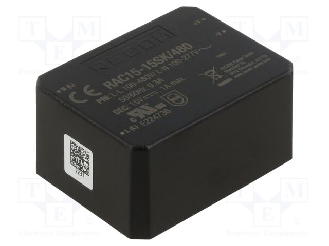 RAC15-15SK/480 RECOM - Converter: AC/DC | 15W; 85÷528VAC; Usup: 120÷ ... RAC15-15SK/480 RECOM - Converter: AC/DC | 15W; 85÷528VAC; Usup: 120÷ ...