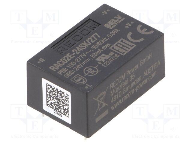 RAC02E-24SK/277 RECOM - Converter: AC/DC | 2W; Uin: 85÷305VAC; 24VDC ... RAC02E-24SK/277 RECOM - Converter: AC/DC | 2W; Uin: 85÷305VAC; 24VDC ...