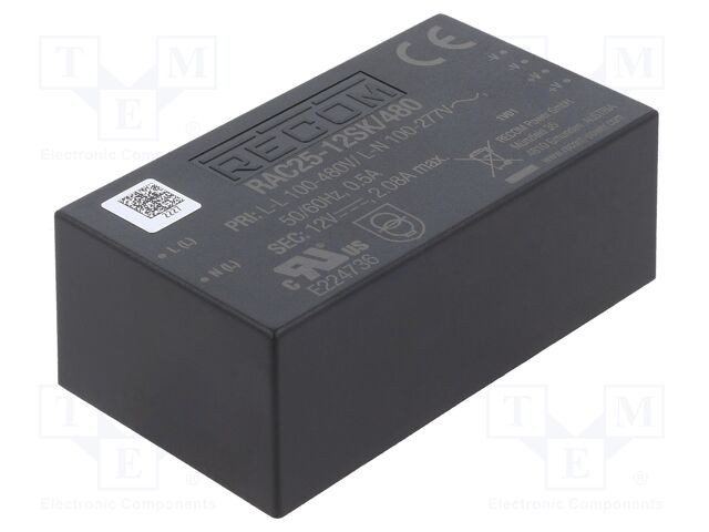 RAC25-12SK/480 RECOM - Converter: AC/DC | 25W; 85÷528VAC; Usup: 120÷ ... RAC25-12SK/480 RECOM - Converter: AC/DC | 25W; 85÷528VAC; Usup: 120÷ ...