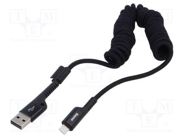 Calsr 01 Baseus 케이블 코일형usb 20 애플 라이트닝 플러그usb 플러그 1m 검은색 직물
