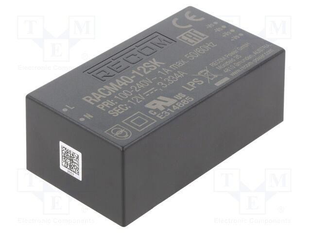 RACM40-12SK-T RECOM - Power supply: switched-mode | 40W; 80÷264VAC ... RACM40-12SK-T RECOM - Power supply: switched-mode | 40W; 80÷264VAC ...