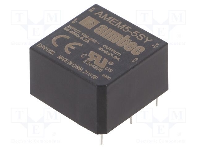 AMEM5-5SY AIMTEC - Przetwornik: AC/DC | 5W; Uwyj: 5VDC; Iwyj: 1A; 74% ... AMEM5-5SY AIMTEC - Przetwornik: AC/DC | 5W; Uwyj: 5VDC; Iwyj: 1A; 74% ...