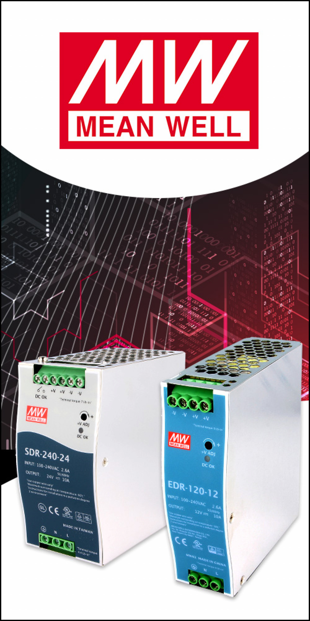 Napájecí zdroje Mean Well pro montáž na DIN lištu | Elektronické díly ...